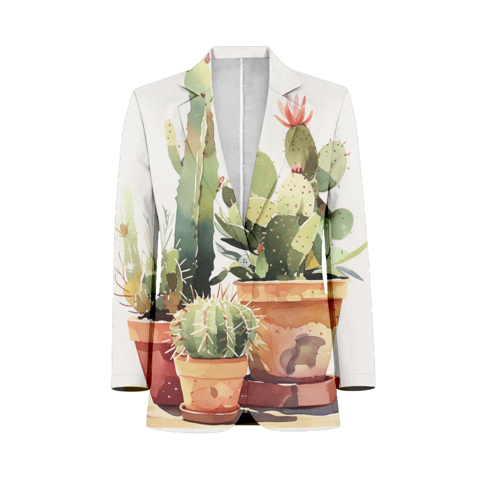 Prickly Pear Watercolor Desert Cactus Mens Suits Shawl Collar Slim Fit ...