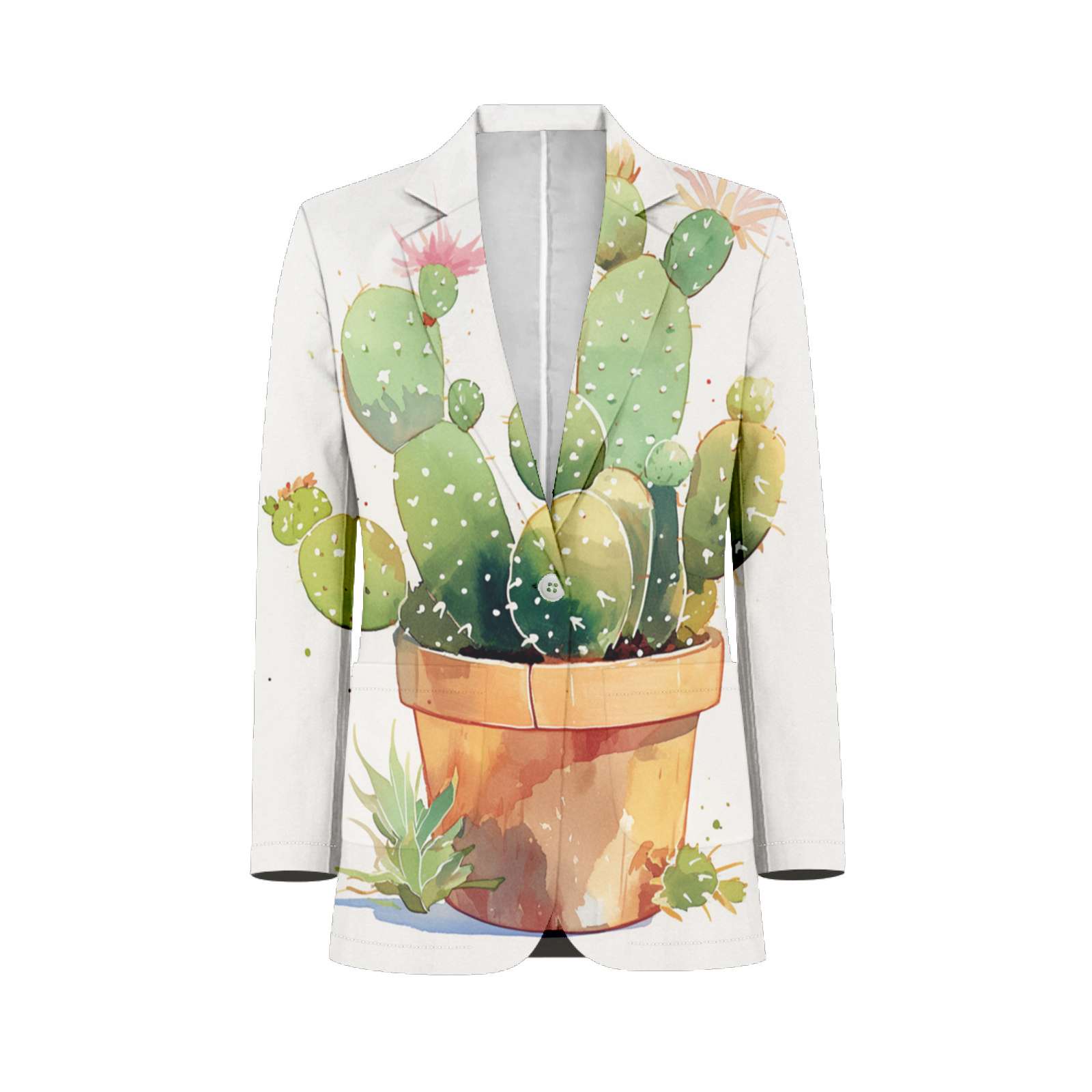 Prickly Pear Watercolor Desert Cactus Mens Suits Shawl Collar Slim Fit ...