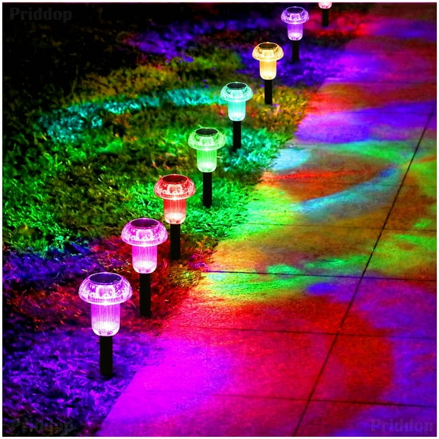 Priddop Solar Lights Outdoor IFF17 Pathway Lights 8 Pack LED Waterproof ...