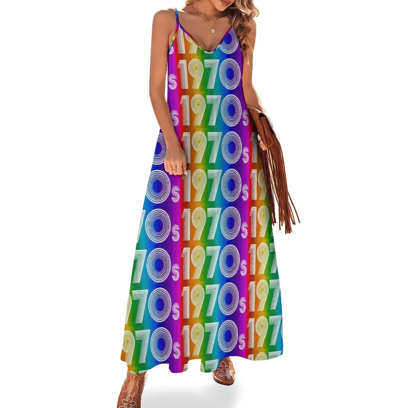 Pride 1970s Retro Disco Font Sleeveless Dress Dresses gala dresses for ...