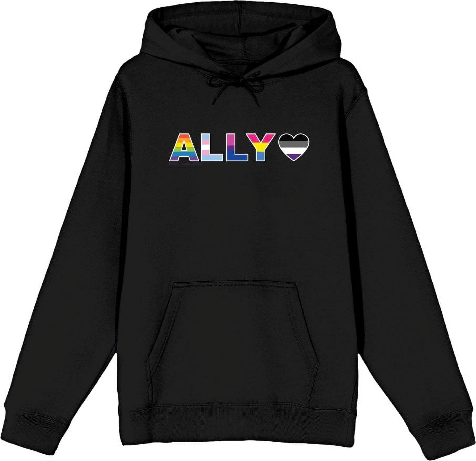 Pride Ally Pride Flag Colors Adult Black Long Sleeve Hoodie-XL ...