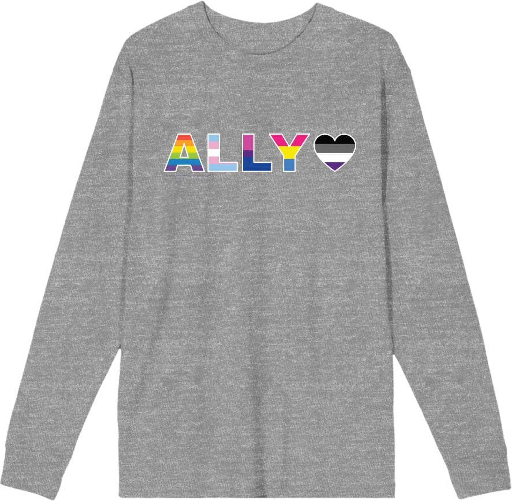 Pride Ally Pride Flag Colors Adult Heather Gray Crew Neck Long Sleeve ...