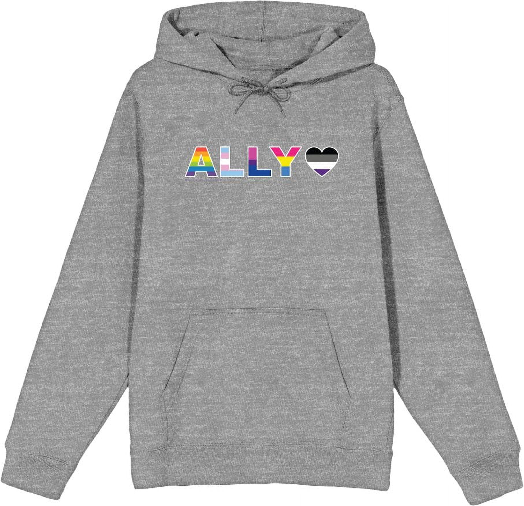 Pride Ally Pride Flag Colors Adult Heather Gray Long Sleeve Hoodie-XS ...