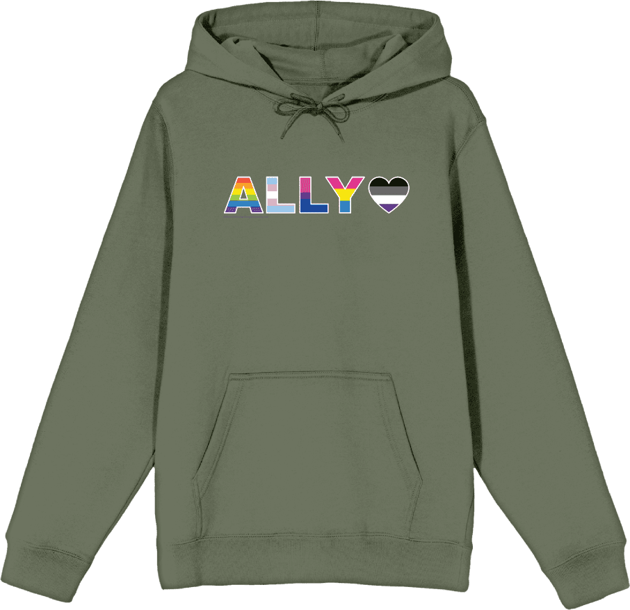 Pride Ally Pride Flag Colors Adult Olive Long Sleeve Hoodie-XS ...