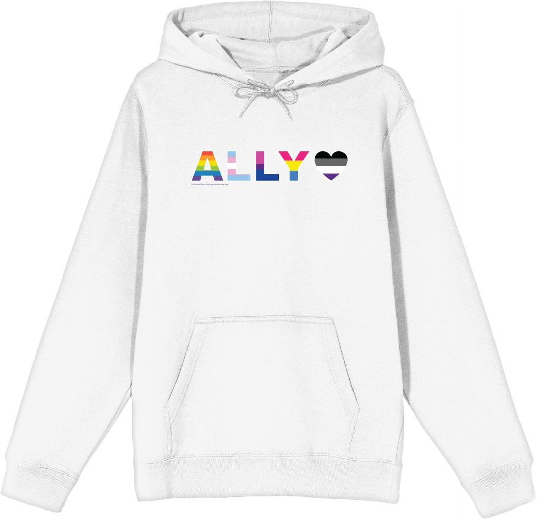 Pride Ally Pride Flag Colors Adult White Long Sleeve Hoodie-Large ...