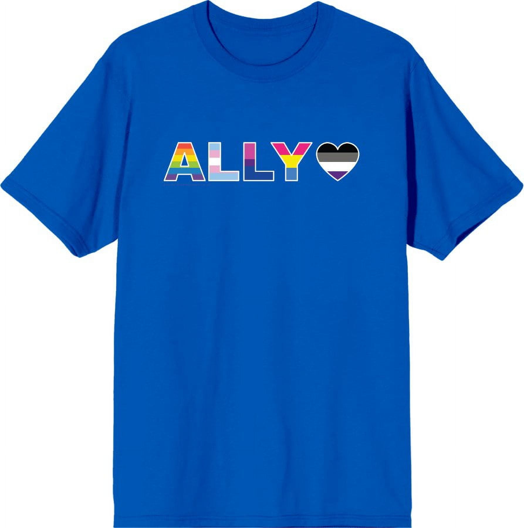 Pride Ally Pride Flag Colors Men's Blue Crew Neck Short Sleeve Tee-XS ...