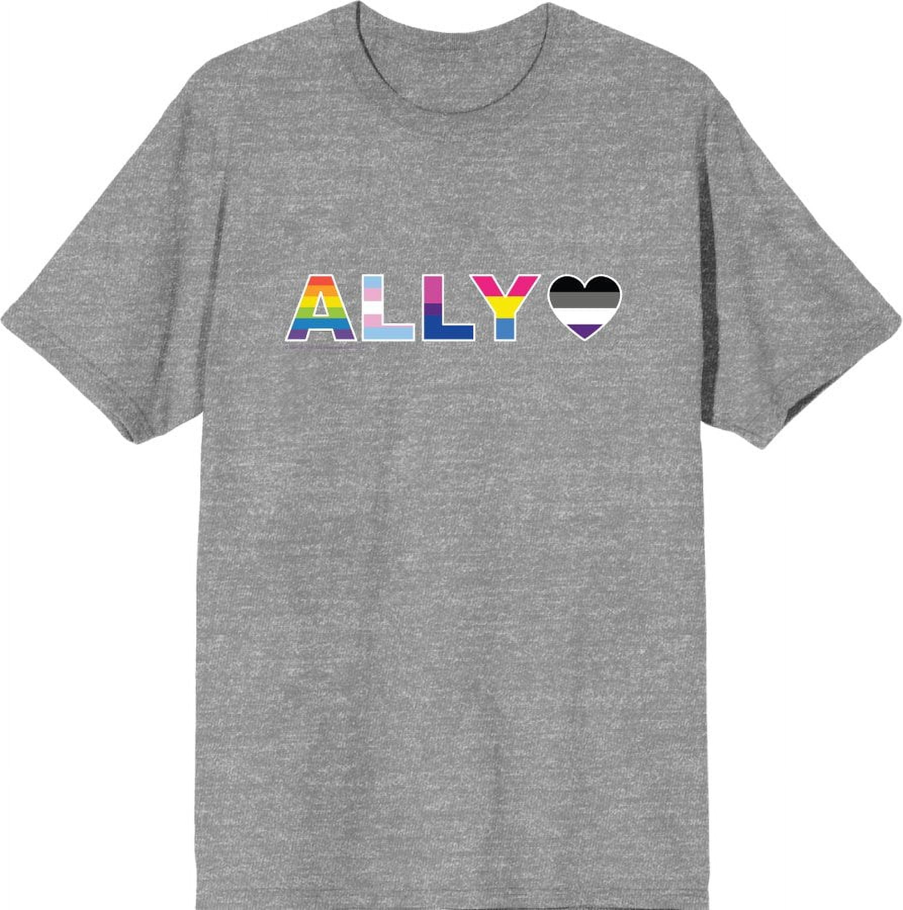 Pride Ally Pride Flag Colors Men's Heather Gray Crew Neck Short Sleeve ...