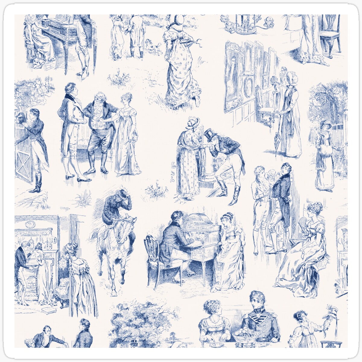 Pride And Prejudice Toile Sticker. Gift For You - Decorate Laptops ...