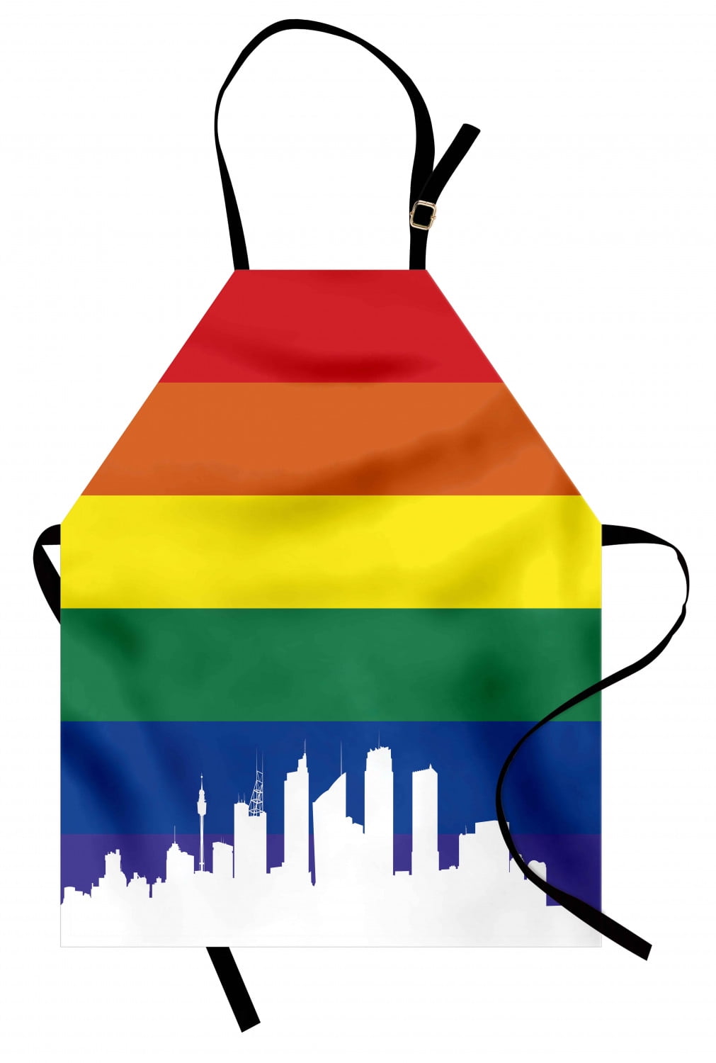 Pride Apron, City Building Silhouettes of Sydney on Rainbow Flag ...