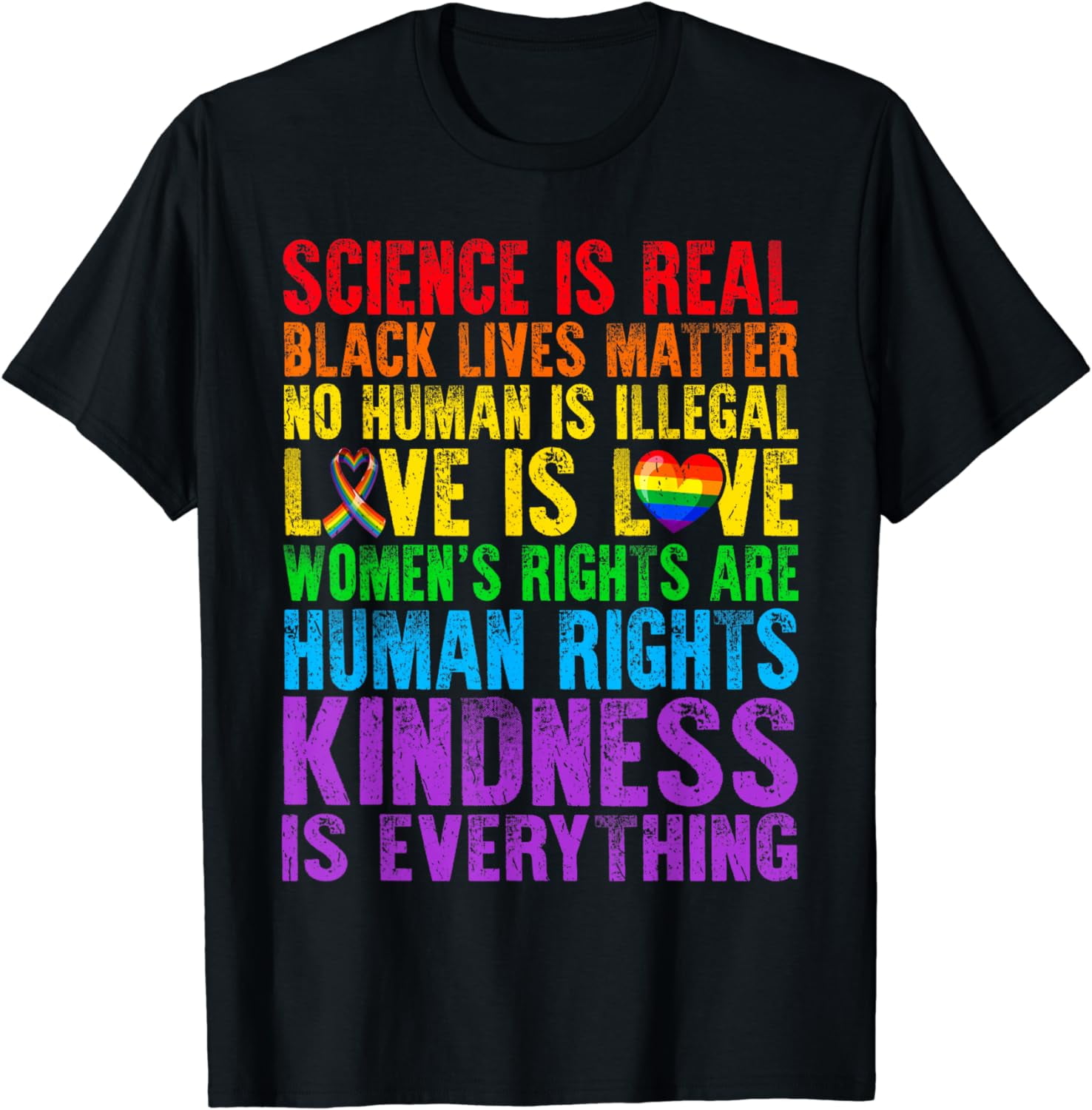 Pride BLM Science Is Real Black Lives Matter Rainbow LGBT T-Shirt ...