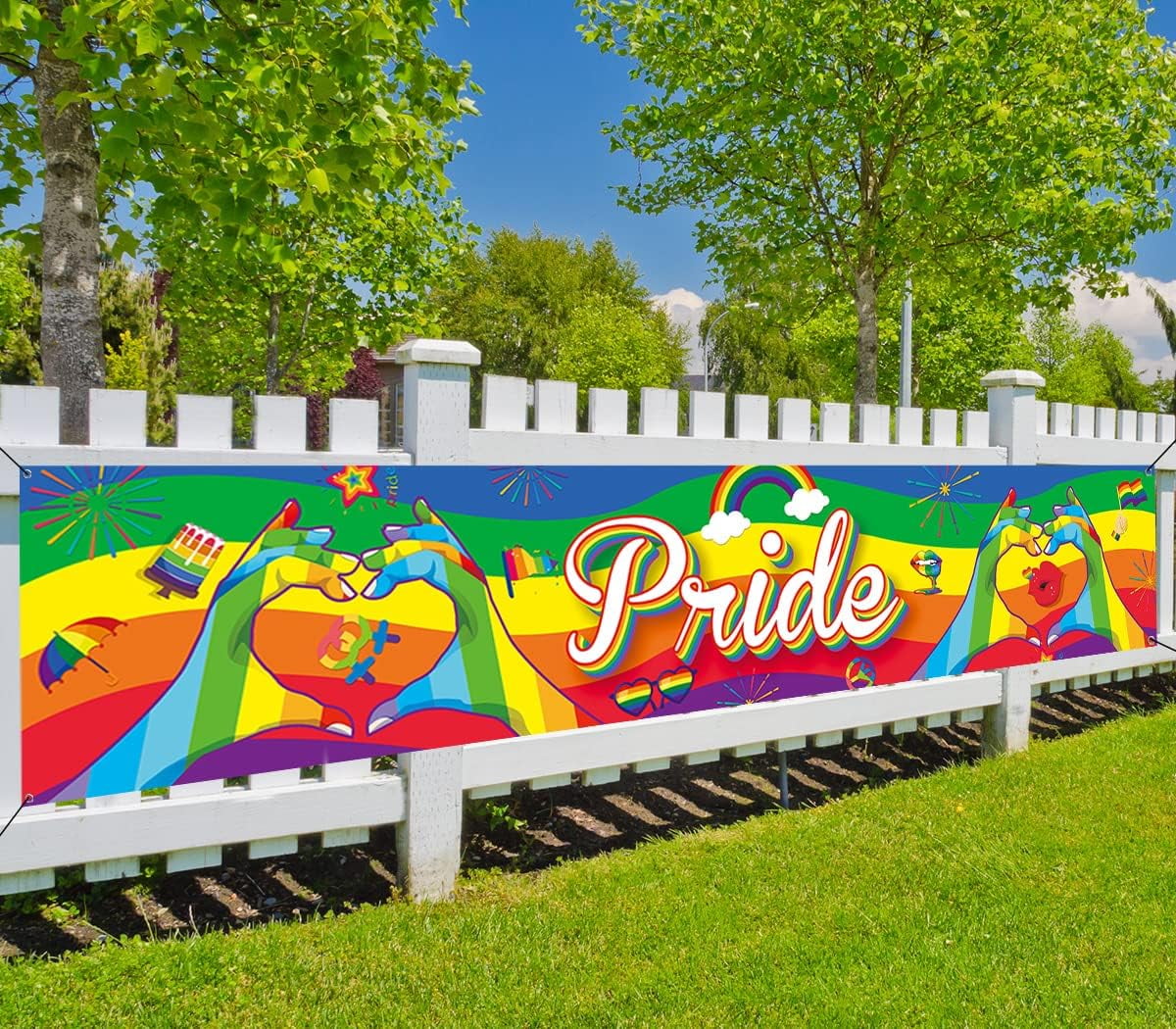 Pride Banner-LGBTQ Party Supplies Pride Month Yard Sign Gay Heart ...