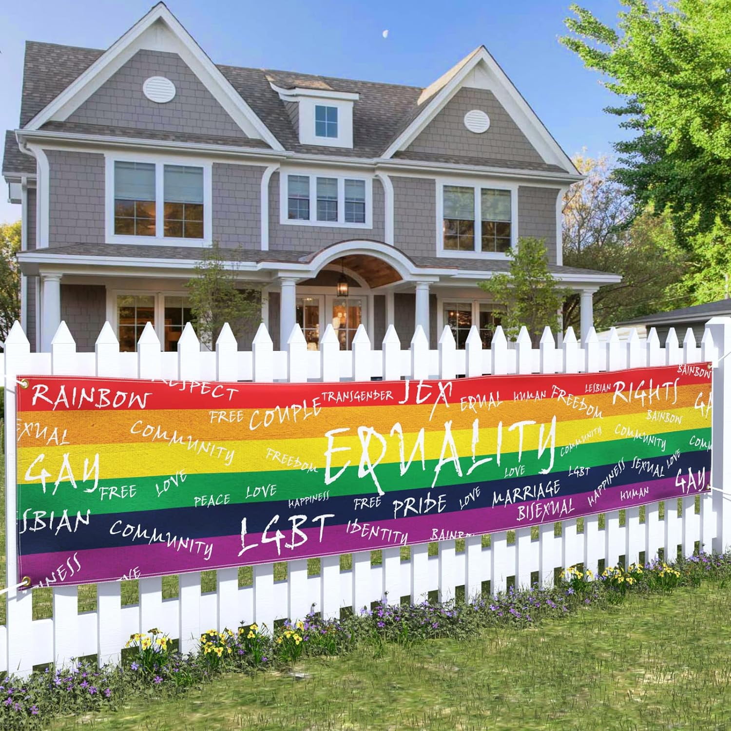 Pride Banner Rainbow Yard Sign Backdrop Party Supplies Hanging Decor ...