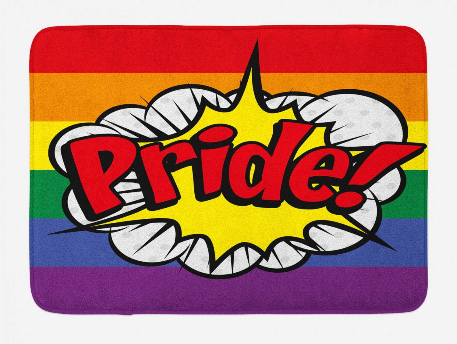 Pride Bath Mat, Pop Art Style Comic Book Pride Hand Lettering Effect ...