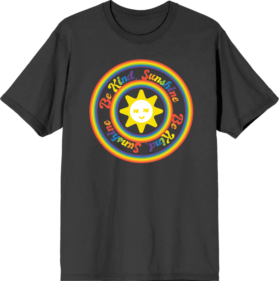 Pride "Be Kind Sunshine" Adult Charcoal Crew Neck Short Sleeve Tee ...