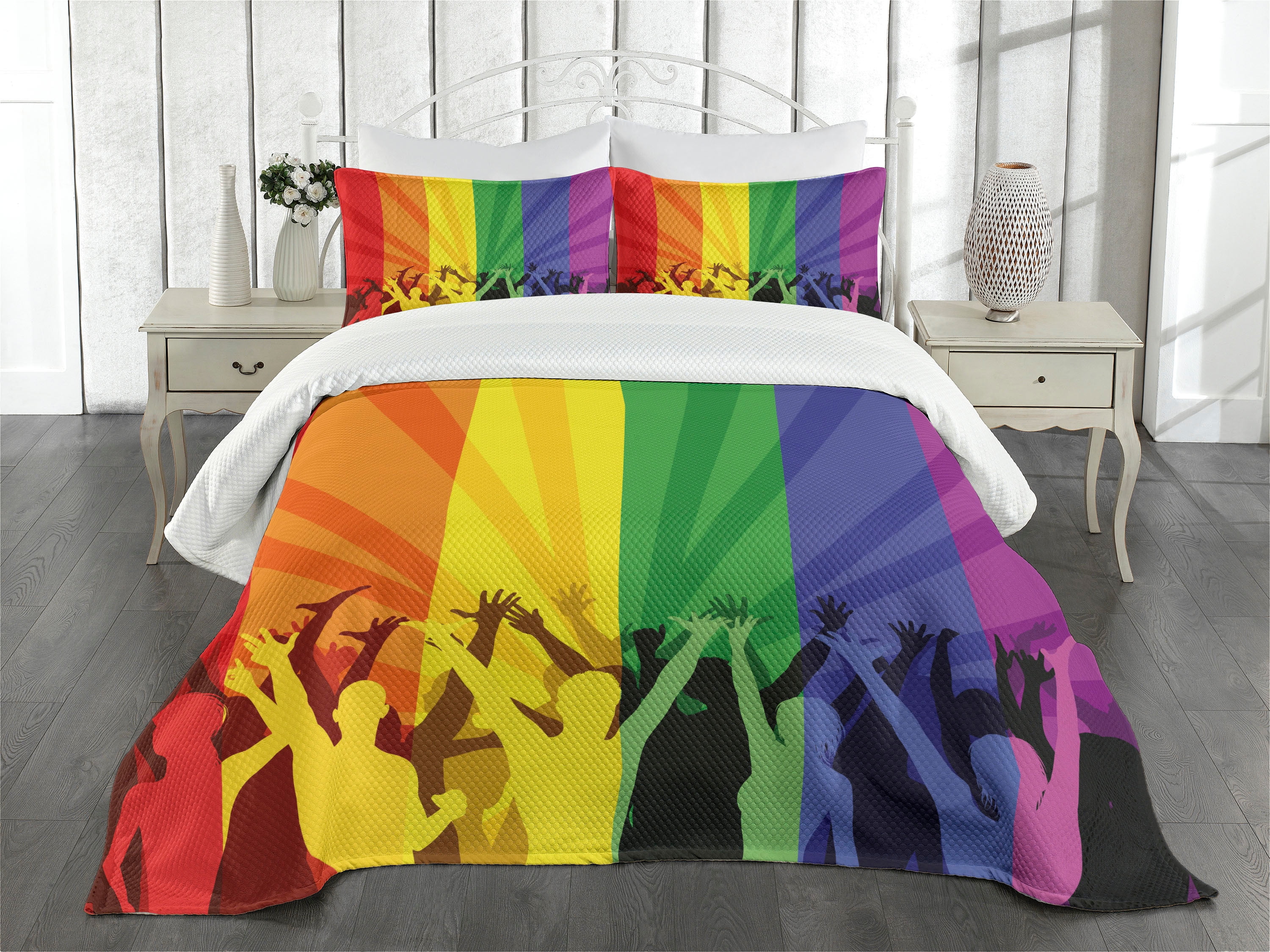 Pride Bedspread Set Queen Size People Celebrating International Day