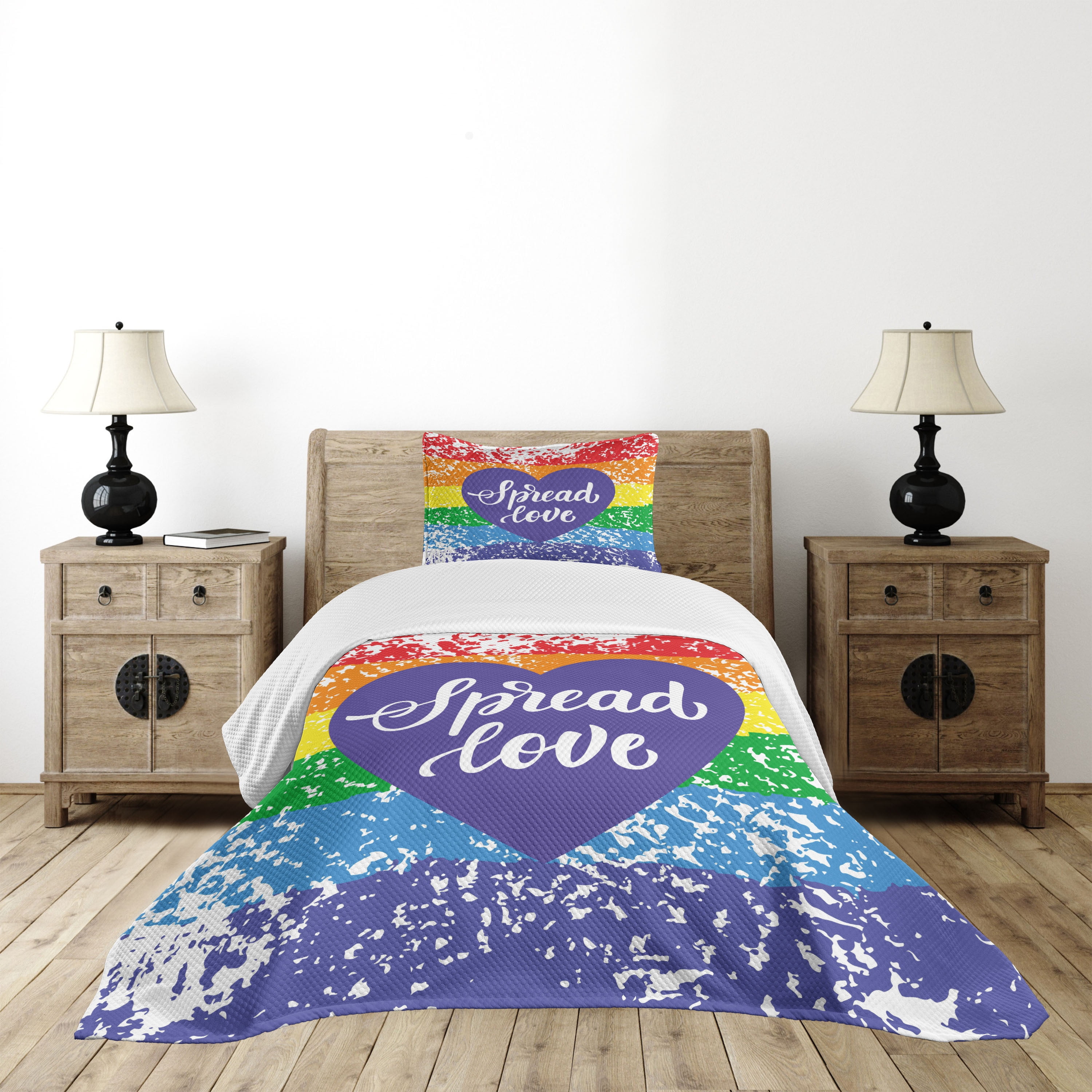 Pride Bedspread Set Twin Size Spread Love Inspirational Hand Writing