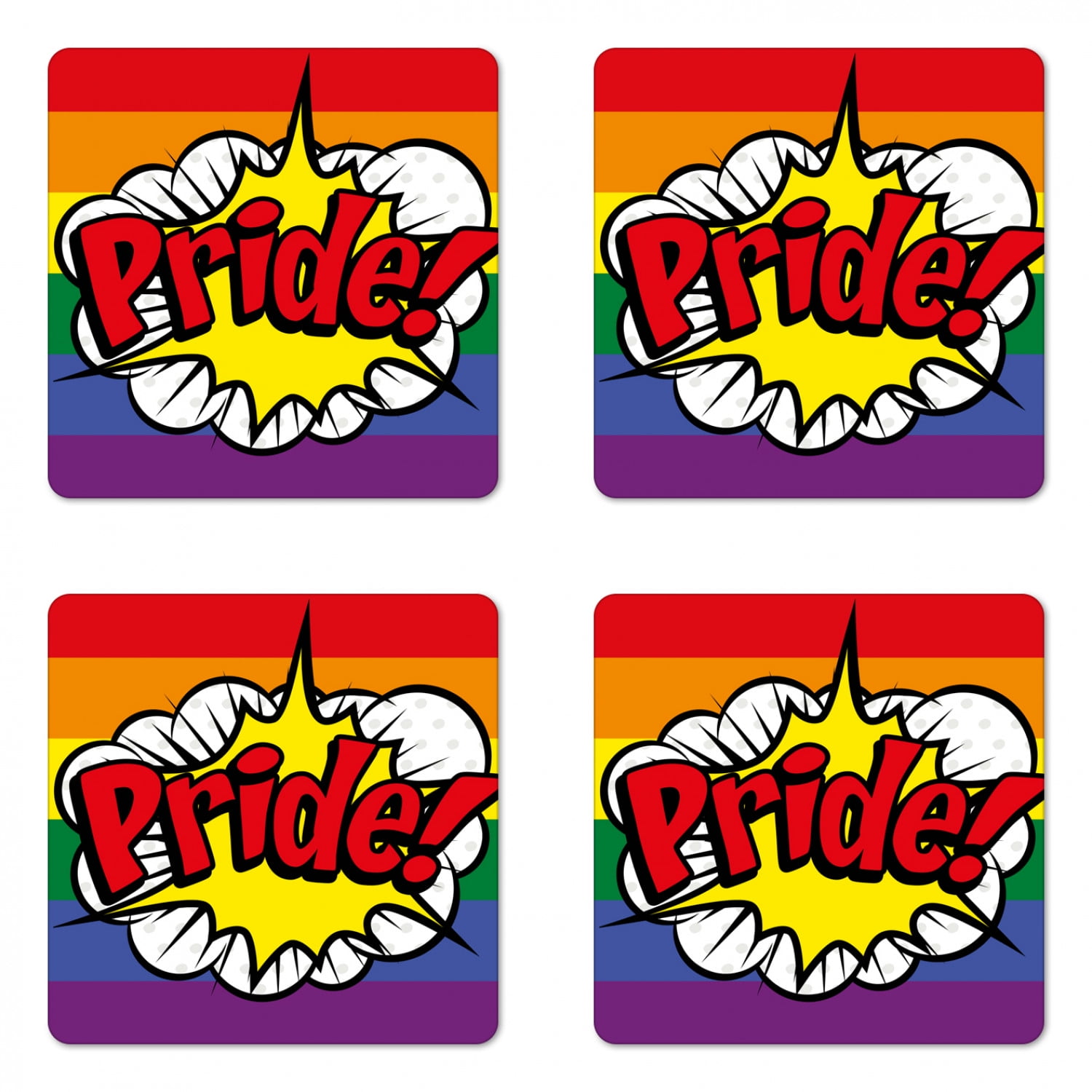 Pride Coaster Set of 4, Pop Art Style Comic Book Pride Hand Lettering ...