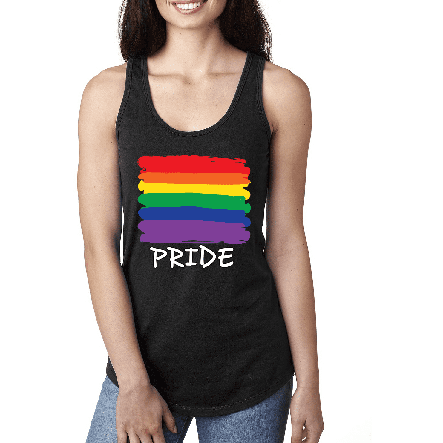 Pride Colorful Rainbow Flag Logo LGBT Pride Ladies Racerback Tank Top ...