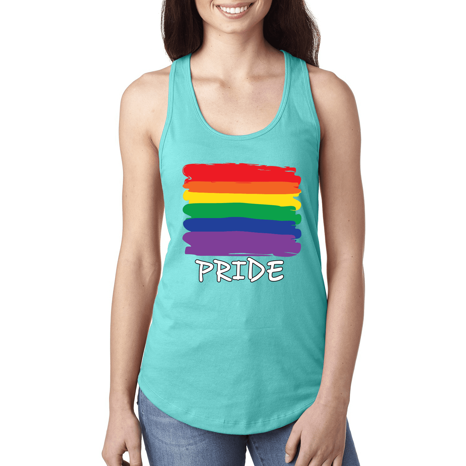 Pride Colorful Rainbow Flag Logo LGBT Pride Ladies Racerback Tank Top ...