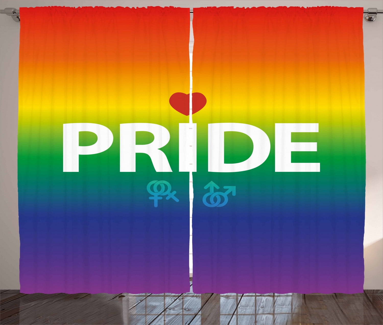 Pride Curtains 2 Panels Set Abstract Vibrant Gay Rights Celebration