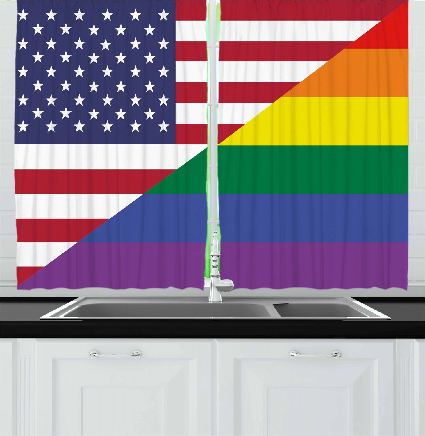 Pride Curtains 2 Panels Set Conceptual Flag With American Pride Colors