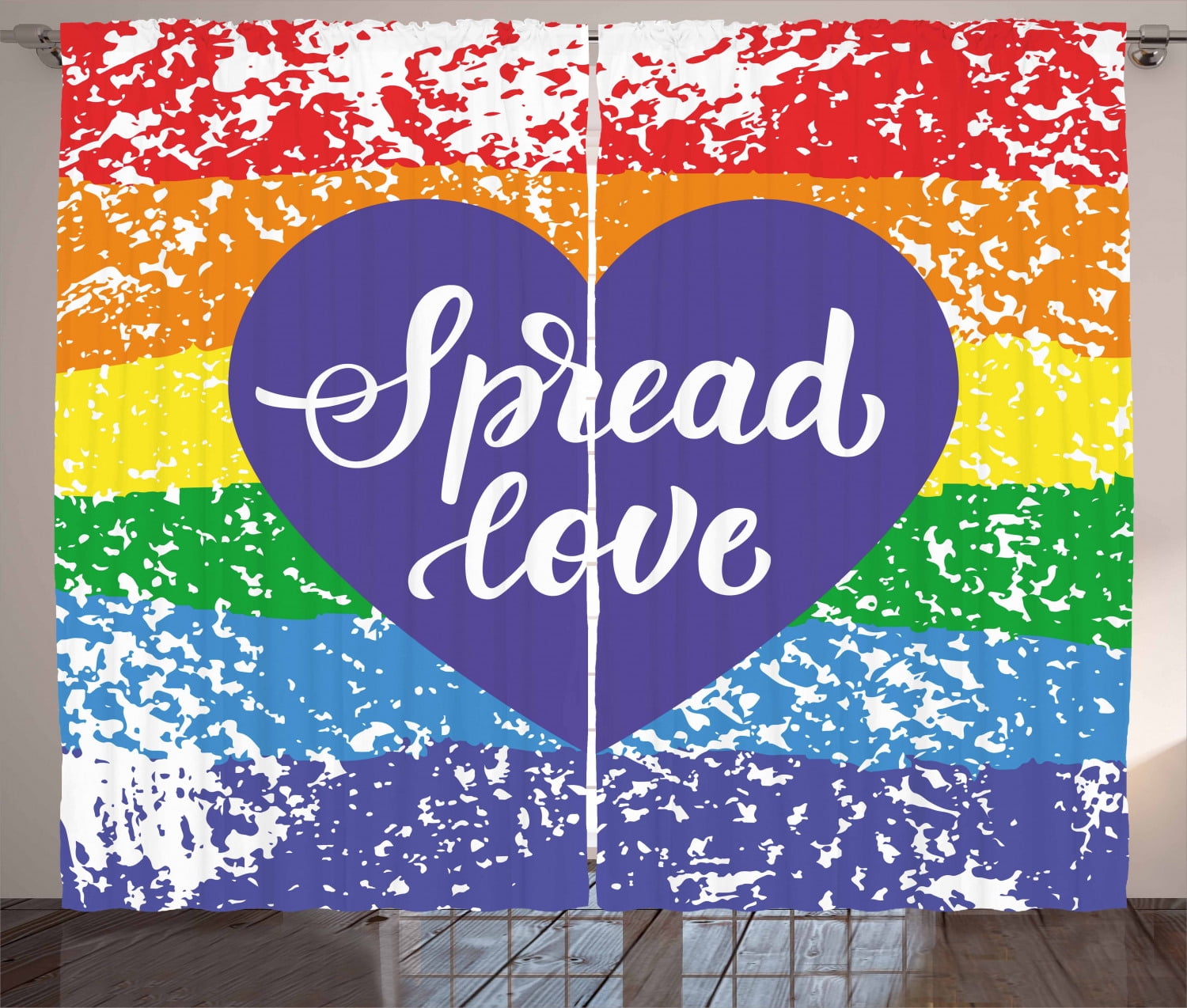 Pride Curtains 2 Panels Set Spread Love Inspirational Hand Writing