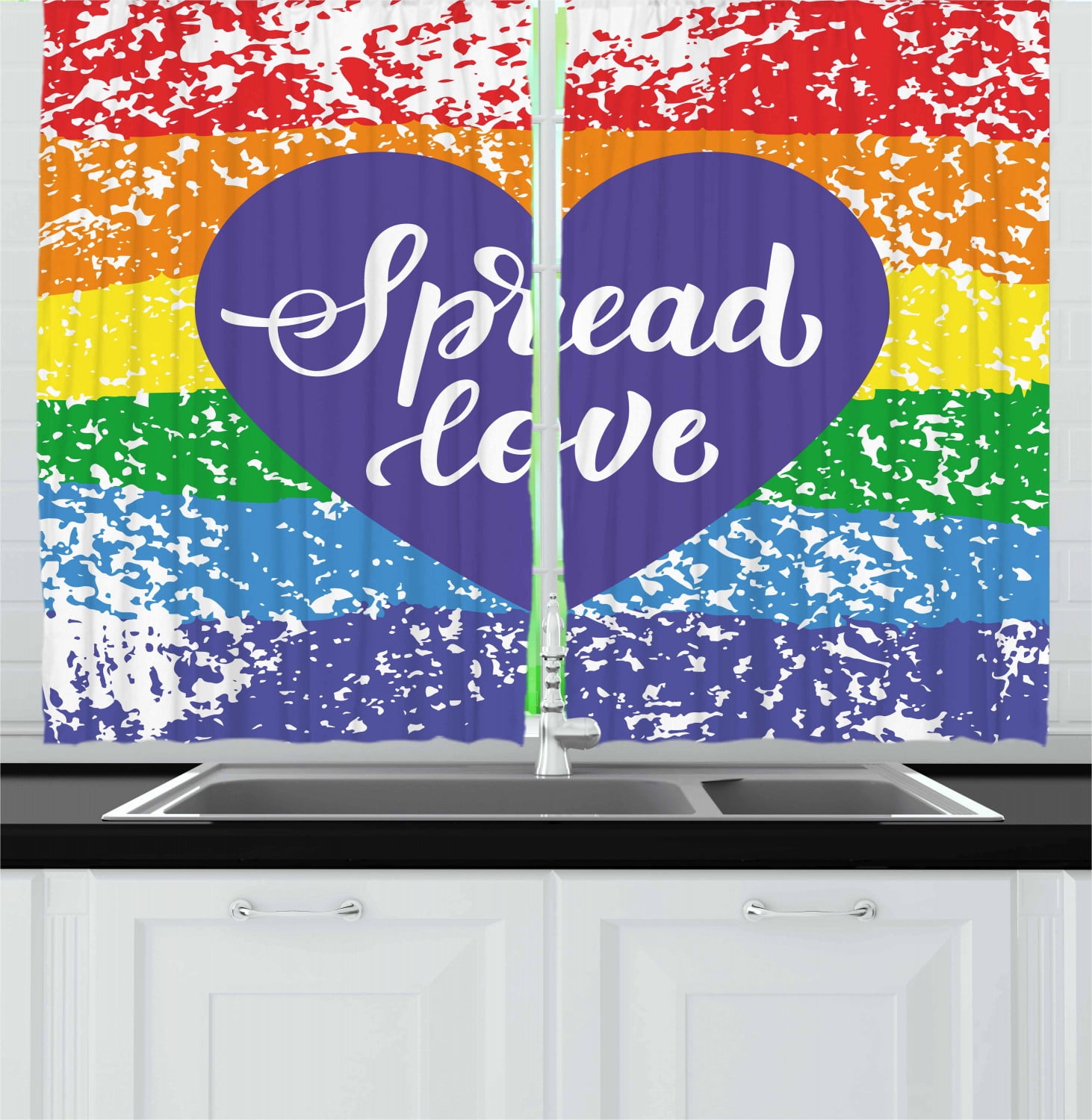 Pride Curtains 2 Panels Set Spread Love Inspirational Hand Writing