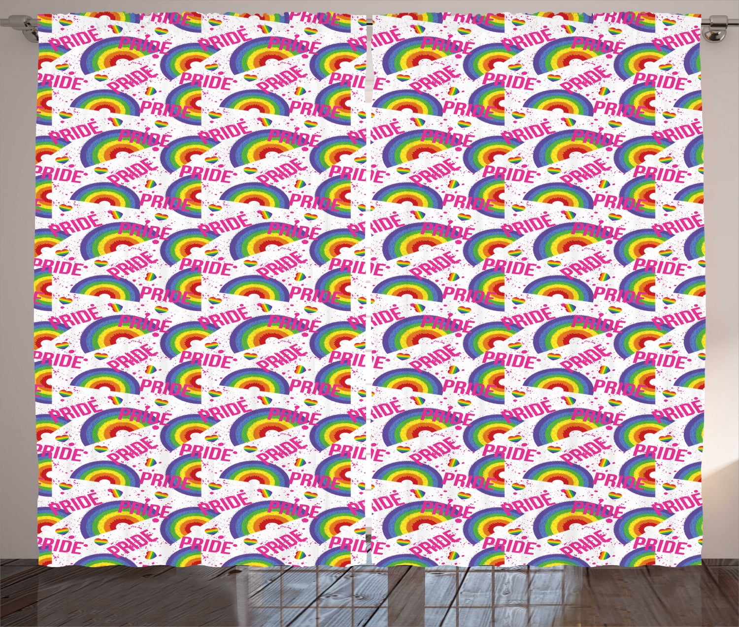 Ambesonne Pride Day Curtains 2 Panel Set, Vivid Pixel LGBT Theme, 108 ...