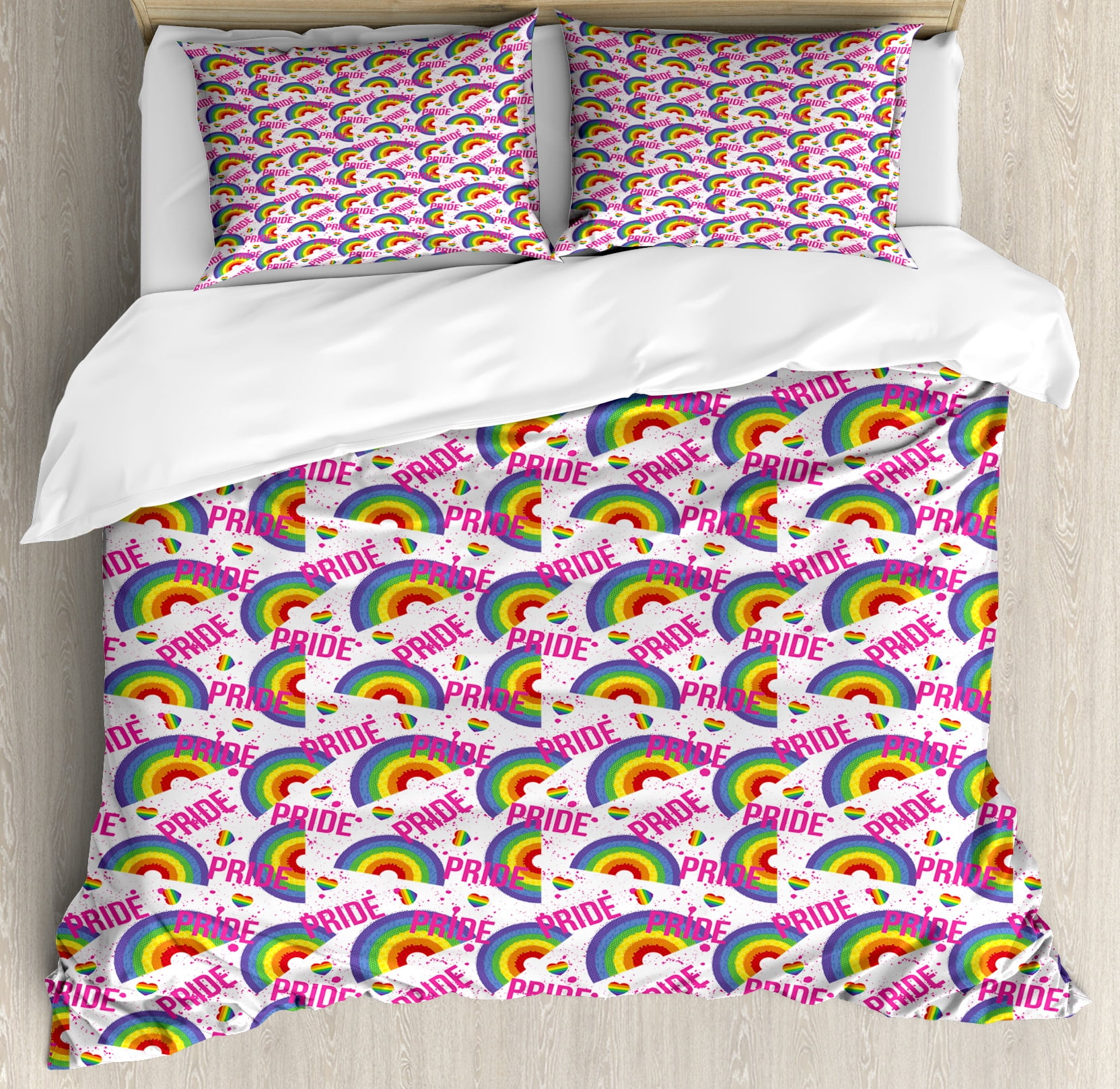 Pride Day Duvet Cover Set, Pixelated Grunge Vibrant LGBT Rainbow ...
