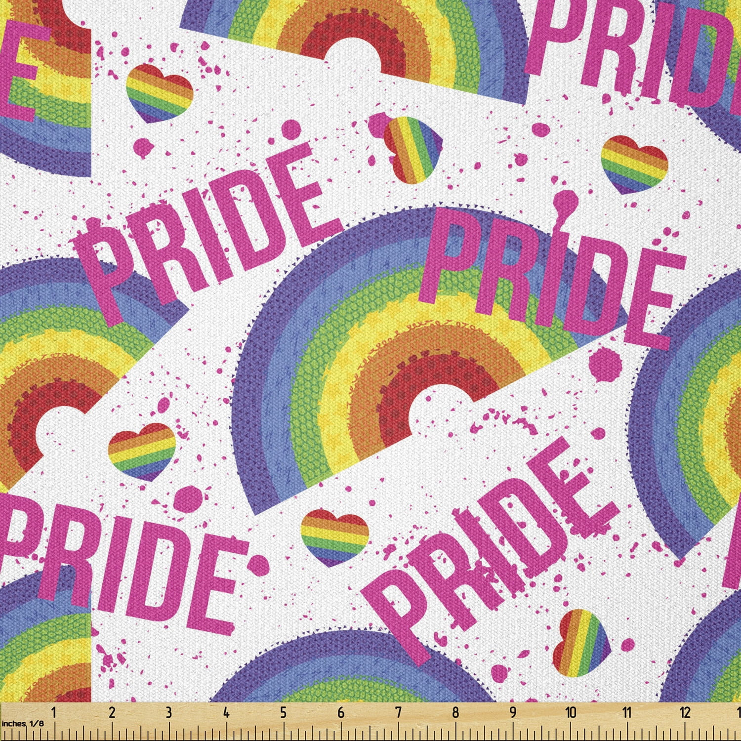 Pride Day Fabric by The Yard, Pixelated Grunge Vibrant LGBT Rainbow ...