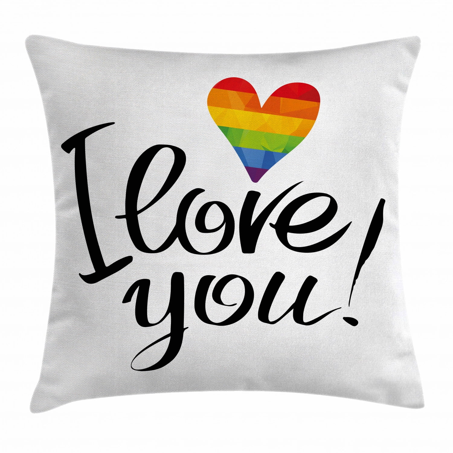 Pride Decorations Throw Pillow Cushion Cover, I Love You Letters with ...