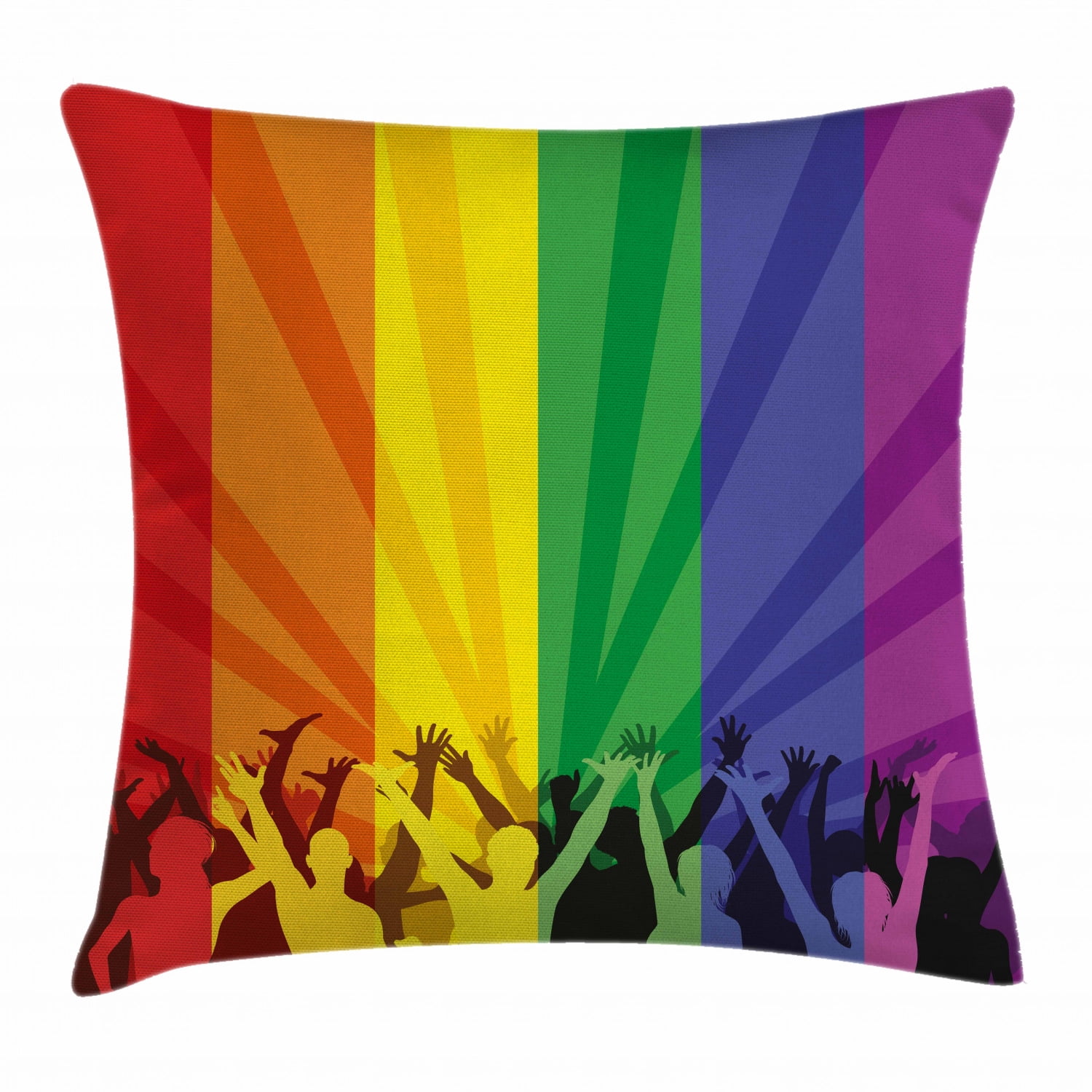 Pride Decorations Throw Pillow Cushion Cover, People Celebrating ...