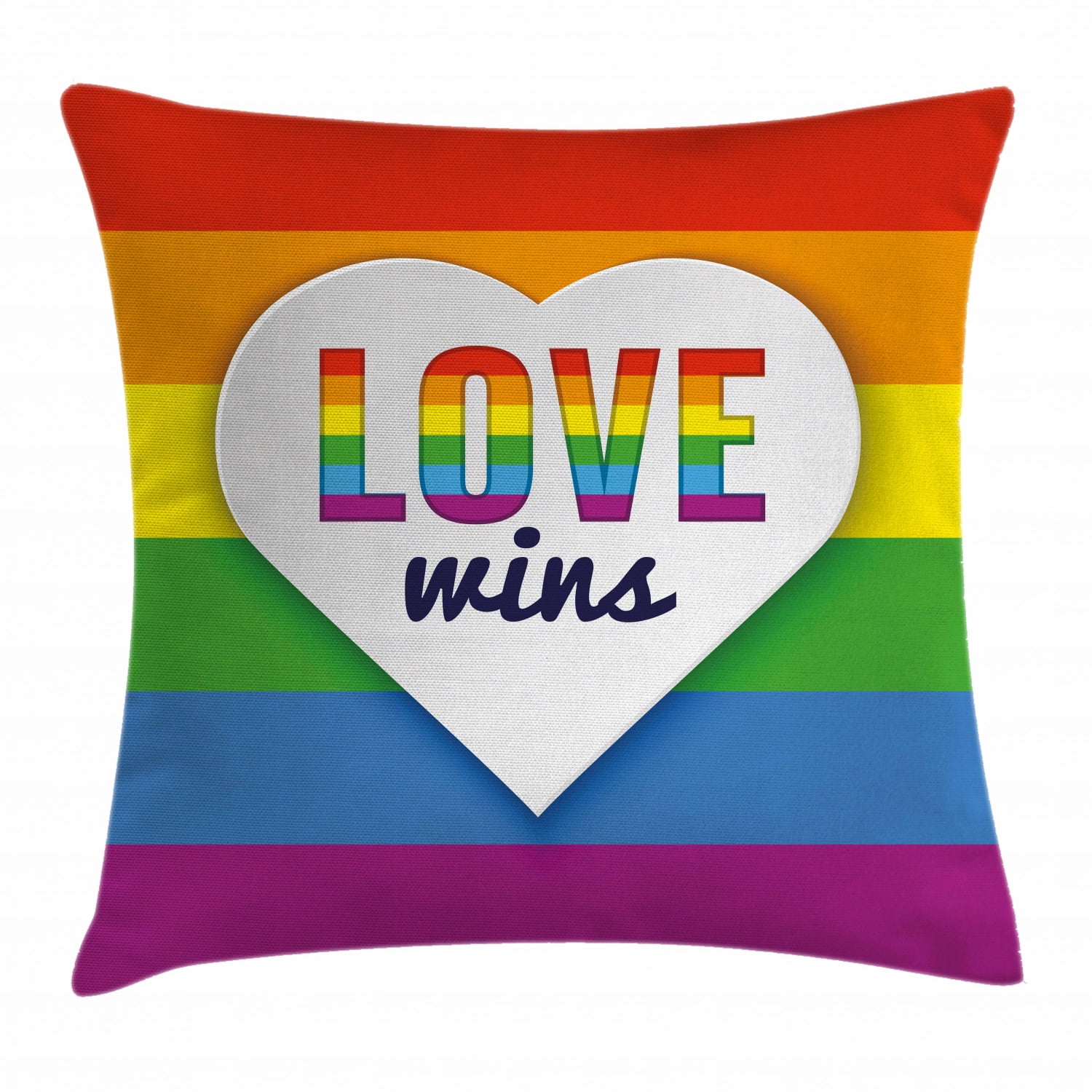 Pride Decorations Throw Pillow Cushion Cover, Rainbow Flag Stripes ...
