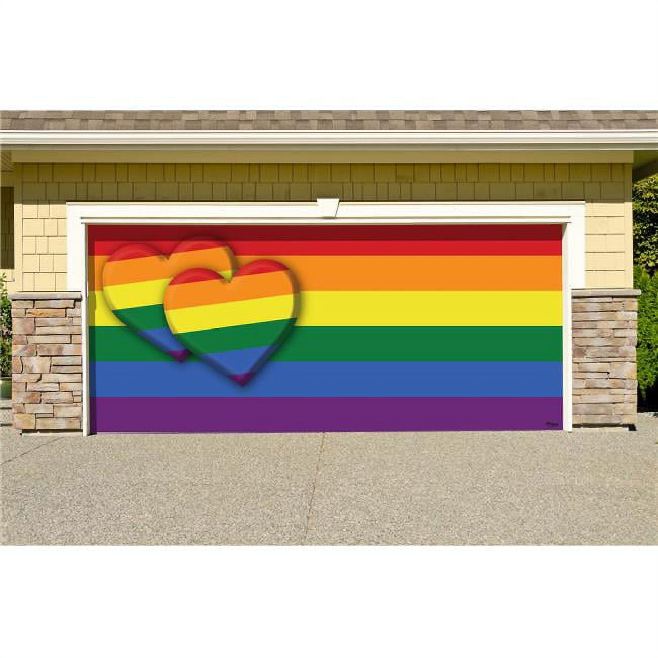 Pride Double Heart - Pride LGBT 7 ft. x 16 ft. Garage Door Decor Banner ...