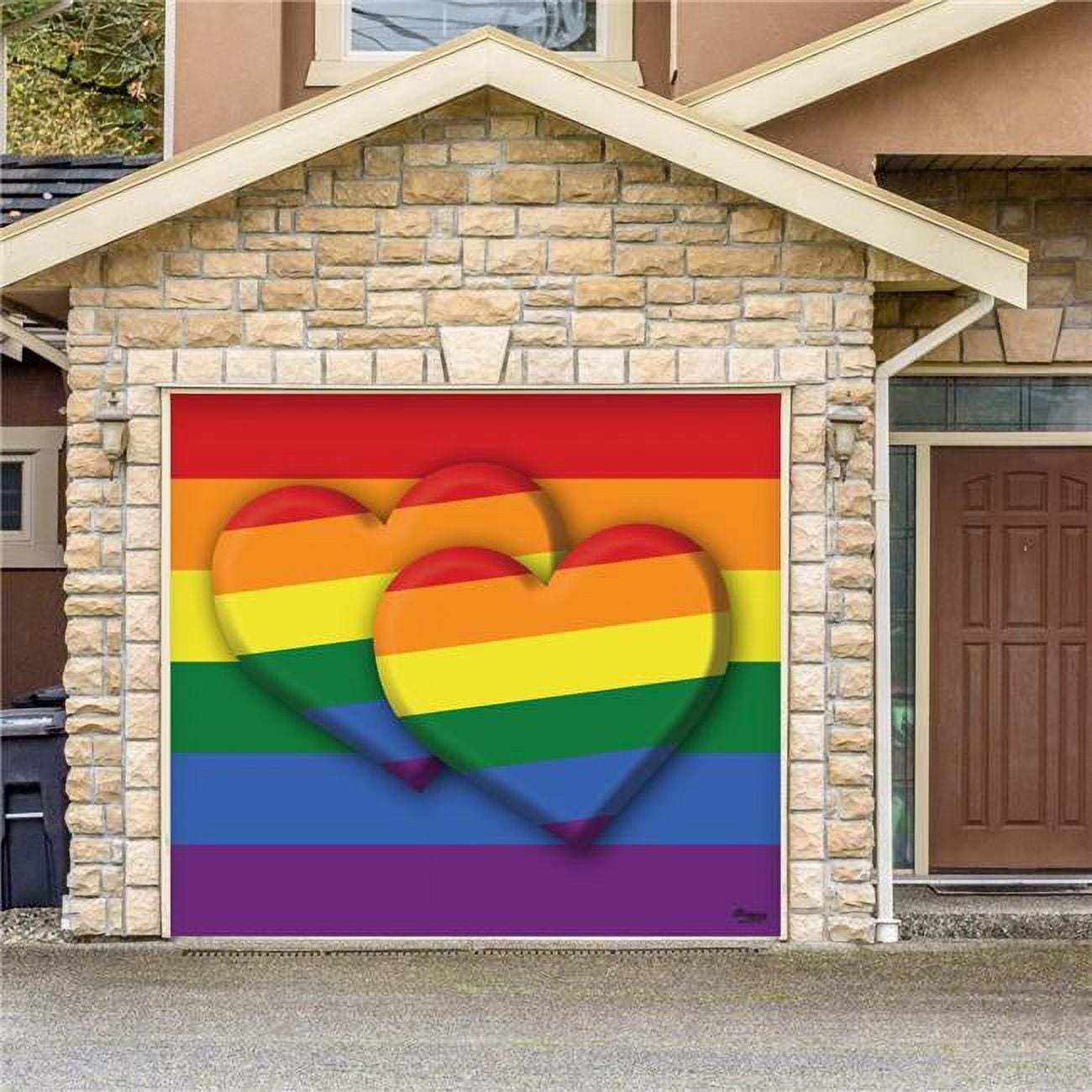 Pride Double Heart - Pride LGBT 7 ft. x 8 ft. Garage Door Decor Banner ...