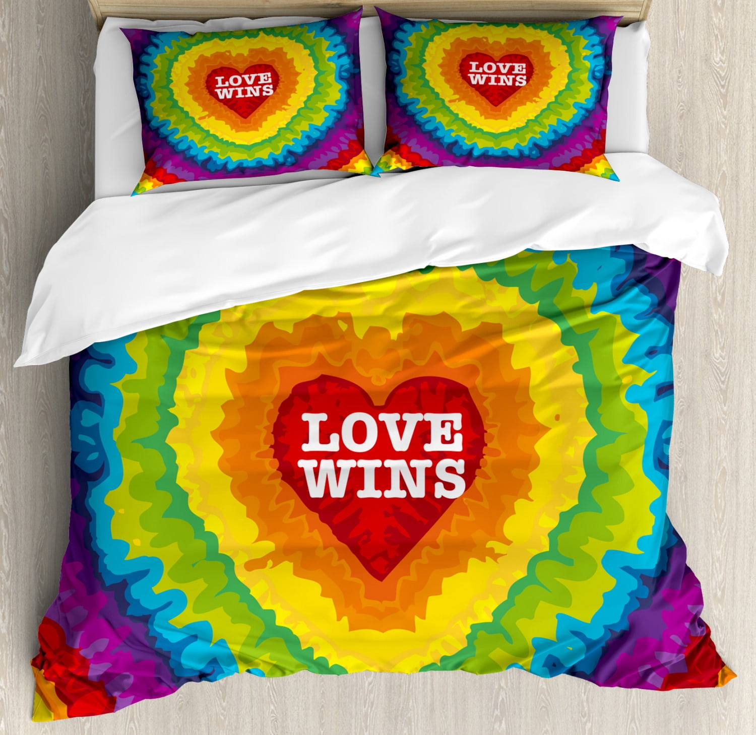 Pride Duvet Cover Set King Size, Love Wins Celebration Tie Dye Digital ...