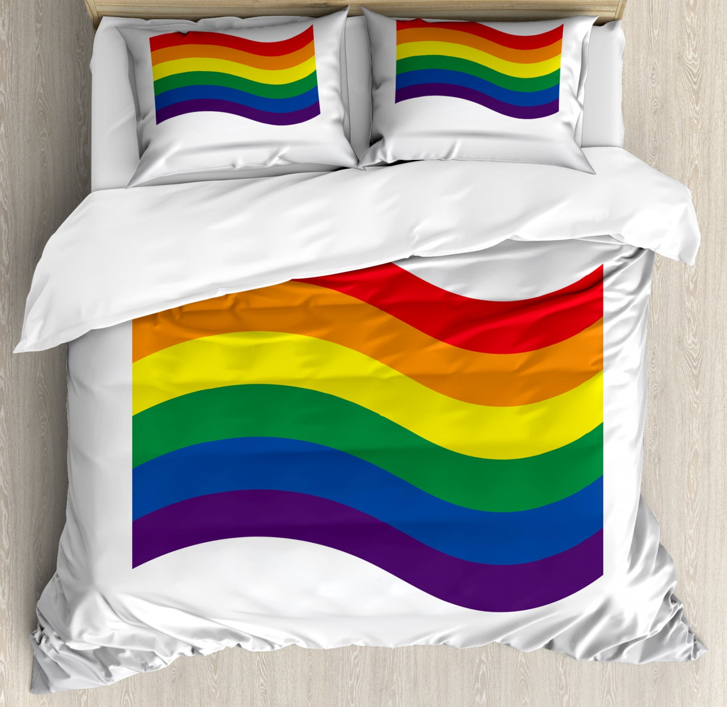 Pride Duvet Cover Set King Size, Waving Gay Pride Flag Illustration ...