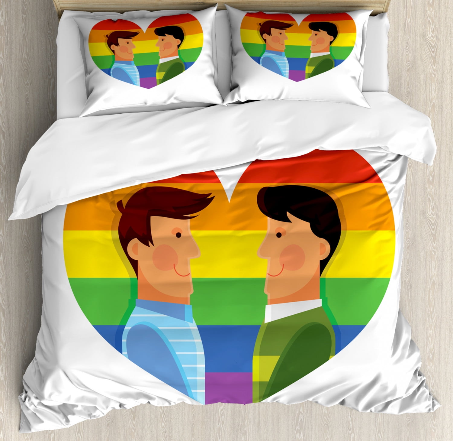 Pride Duvet Cover Set Queen Size, Two Men Smiling Each Other Gay Pride ...