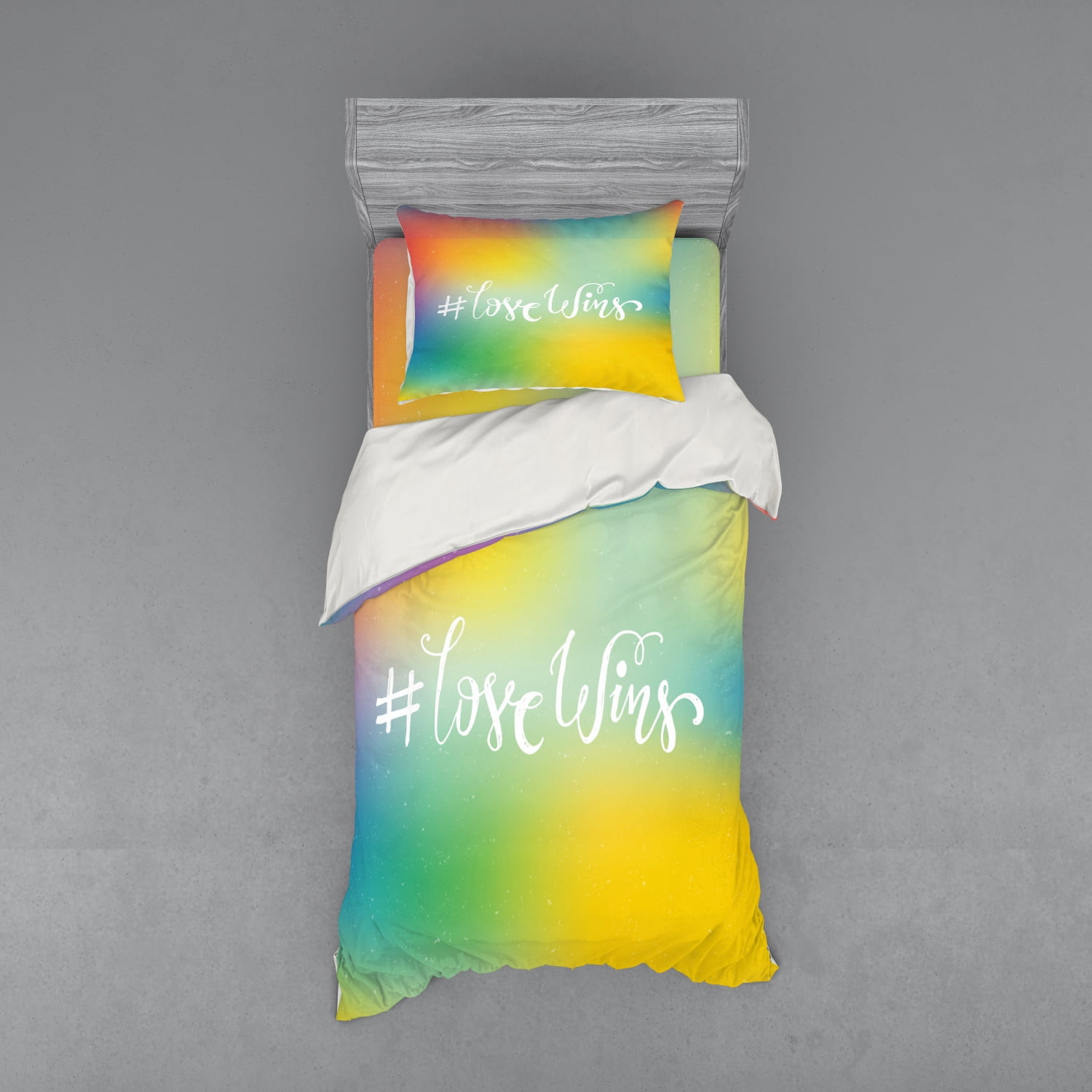 Pride Duvet Cover Set, Romantic Hand Written Words on an Abstract ...