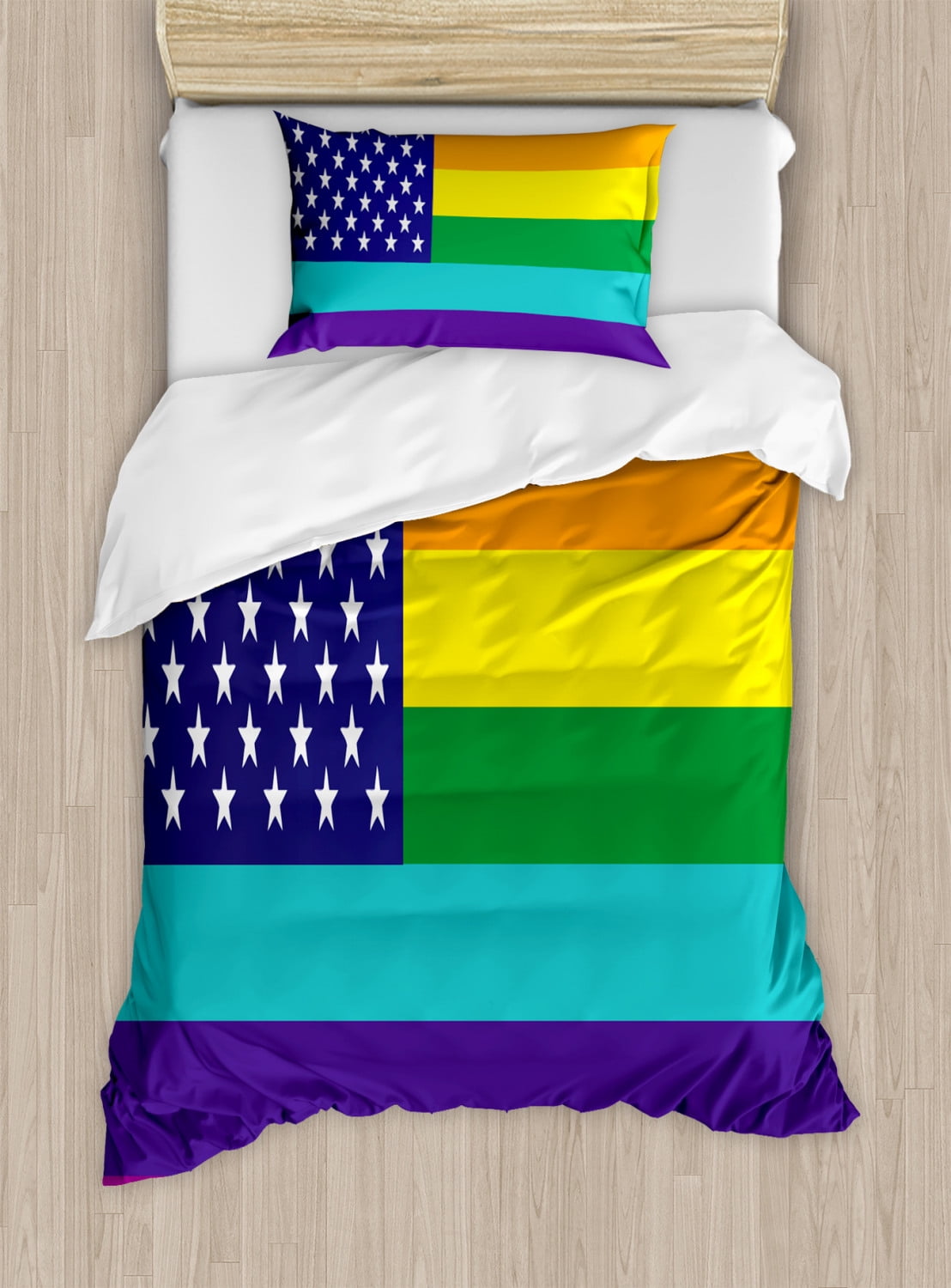 Pride Duvet Cover Set Twin Size Mixed Flag Design American And Lgbt