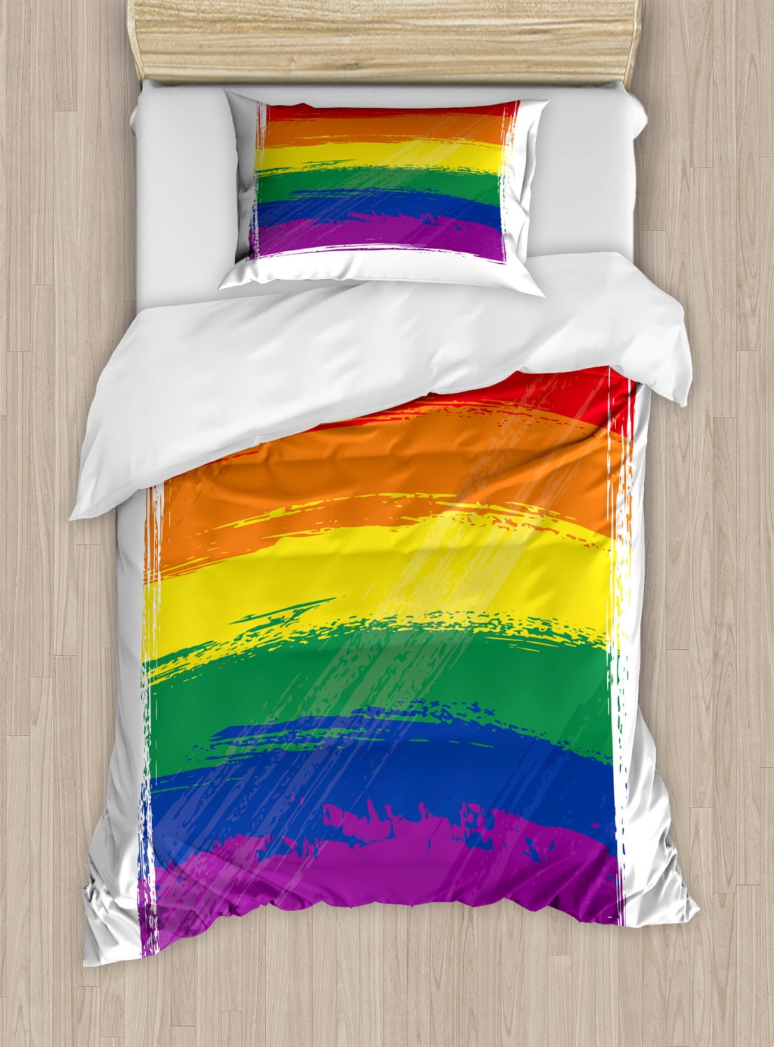 Pride Duvet Cover Set Twin Size, Watercolor Design Symbol Gay Bisexual ...