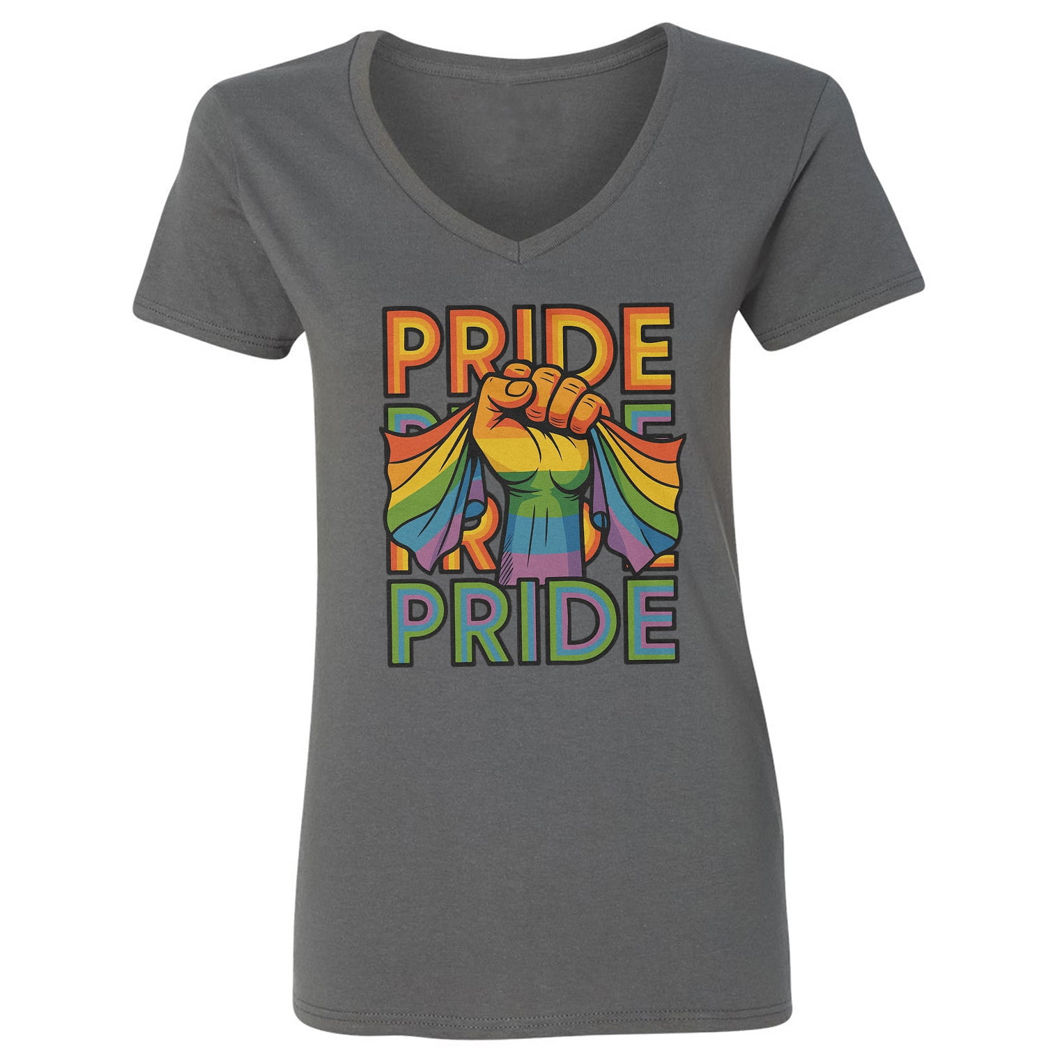 Pride Fist Gay Flag – LGBTQ Pride Month Tribute Ladies' V-Neck Tshirt ...