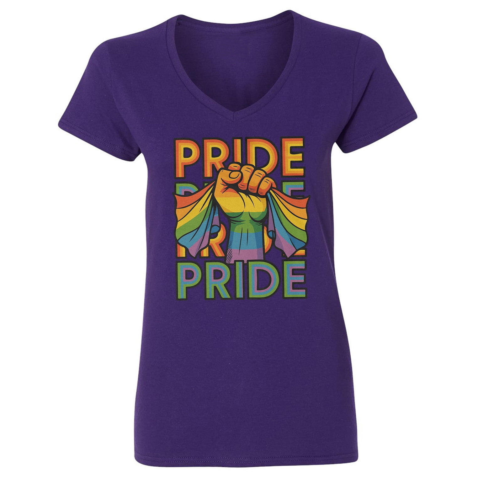 Pride Fist Gay Flag – LGBTQ Pride Month Tribute Ladies' V-Neck Tshirt ...