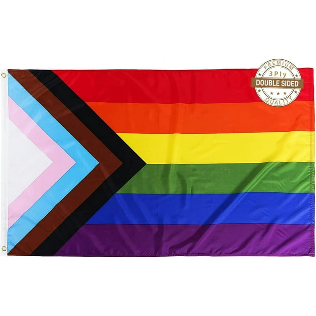 Pride Flag Outdoor Double Side Progress Pride Flags Gay Bisexual LGBTQ+ Rainbow Banner Fade ...