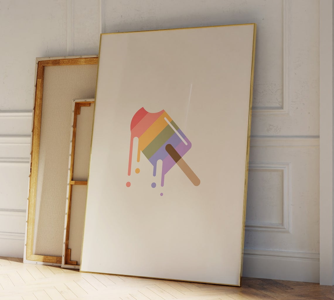 Pride Flag Popsicle Art Print: Lgbtq+ 'Love Is Love' Decor #3568 ...