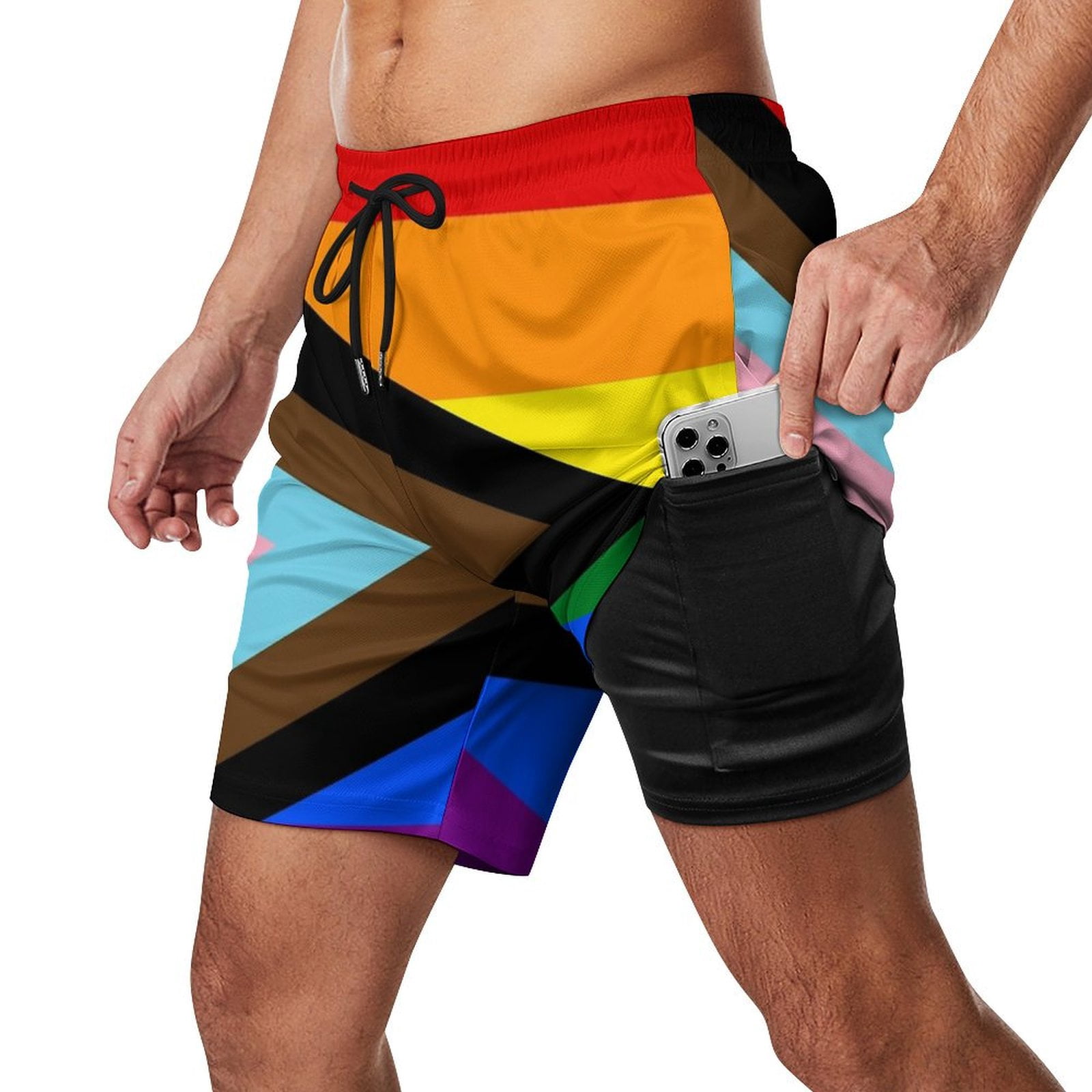 Pride Flag Quick Dry Swimming Shorts For Men Swimwear Swimsuit Swim ...