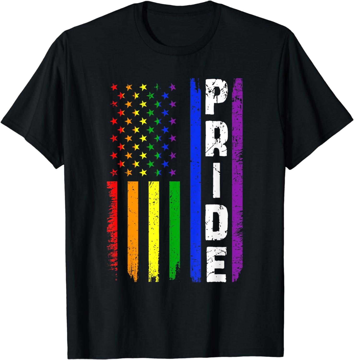 Pride Flag USA Flag Rainbow LGBTQ Gay Pride Month T-Shirt - Walmart.com