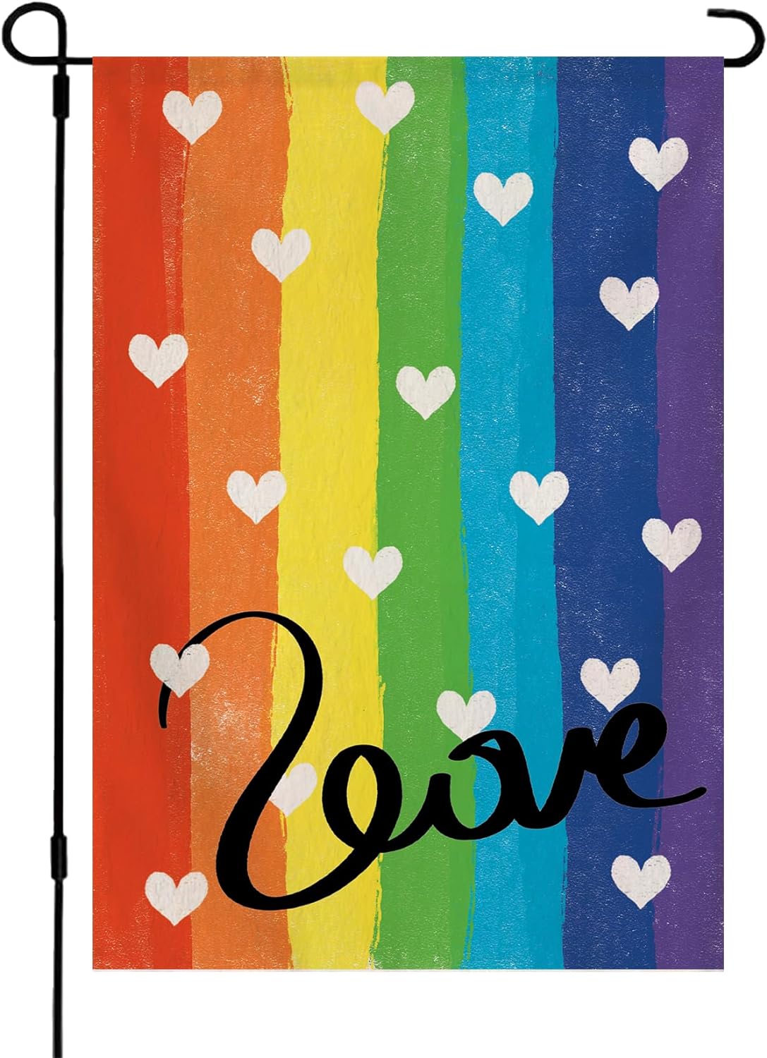 Pride Garden Flag Outdoor Vertical Double Sided LGBTQ Love Heart Rainbow Flag 12x18 inch for ...