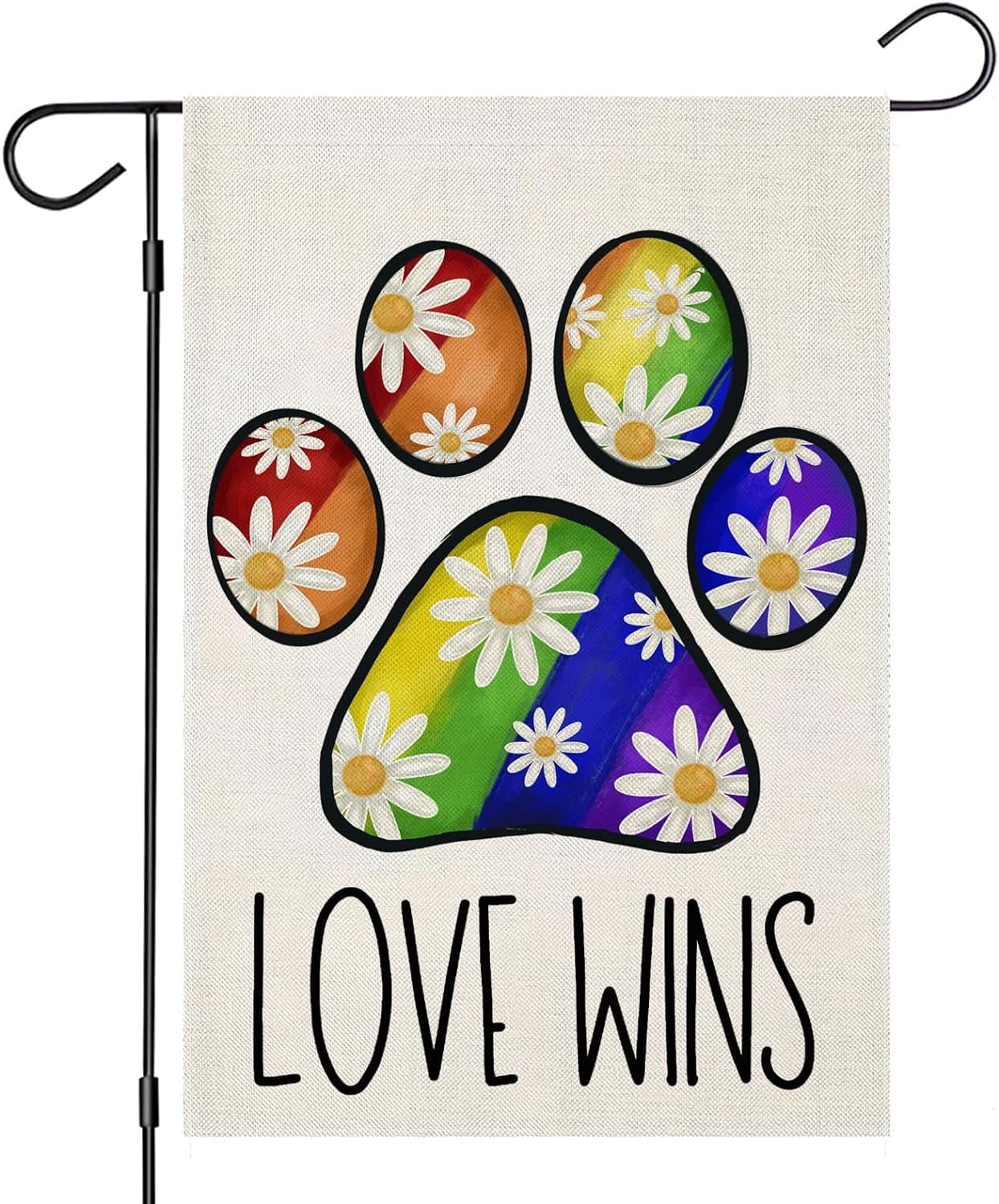 Pride Garden Flags for Outside, Dog Paw Love Always Wins Pride Gay ...