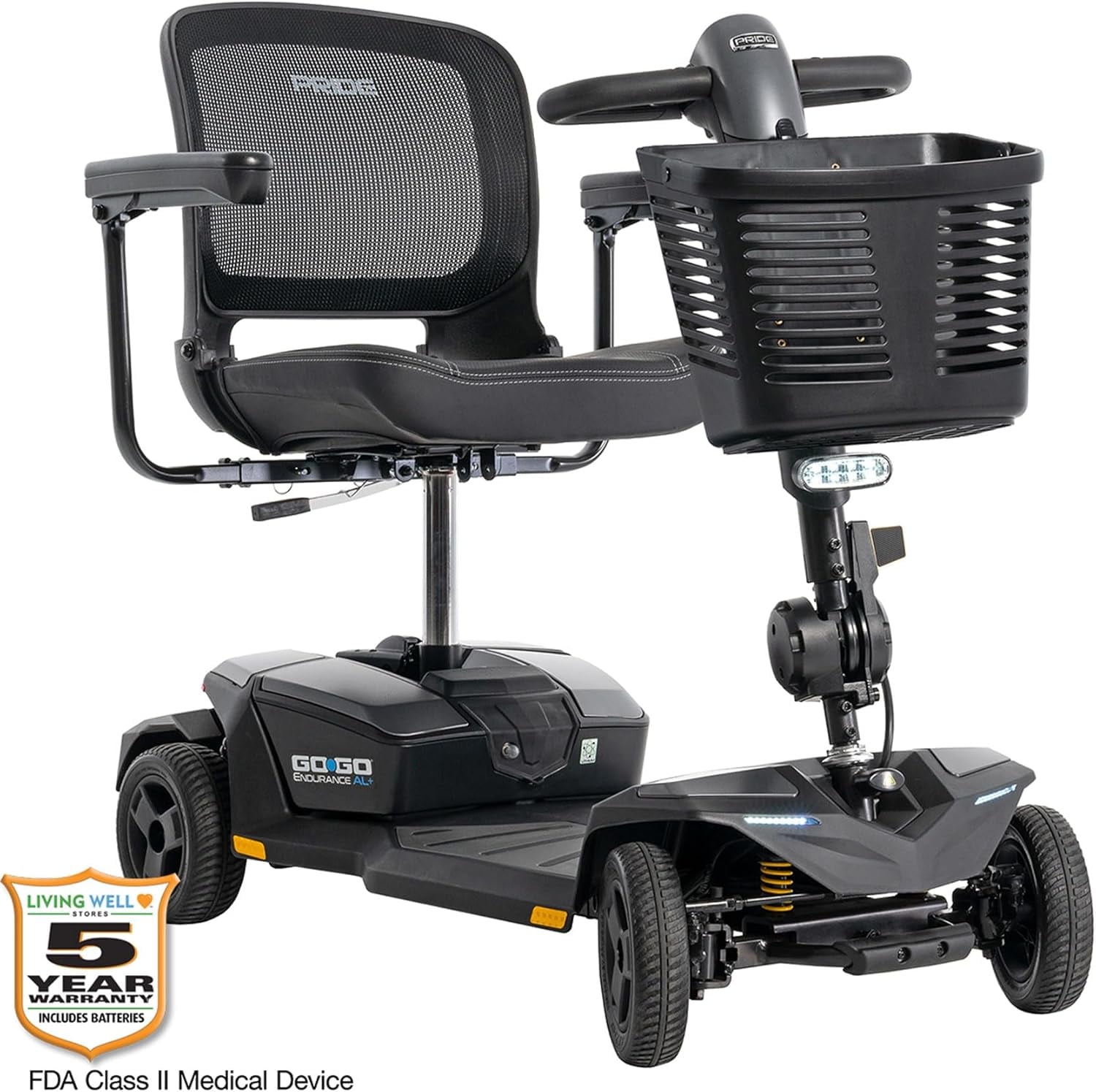 Pride Go Go Endurance AL+ (Aluminum Frame) 4-Wheel Mobility Scooter, 8 ...